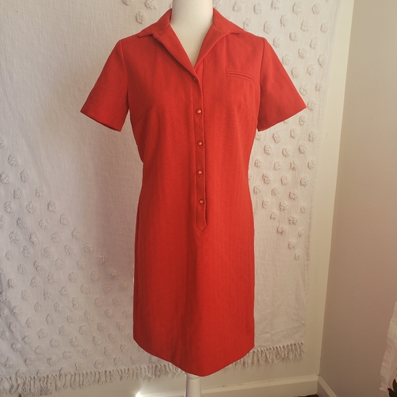 Vintage | Dresses | Vintage 7s Red Polyester Dress | Poshmark